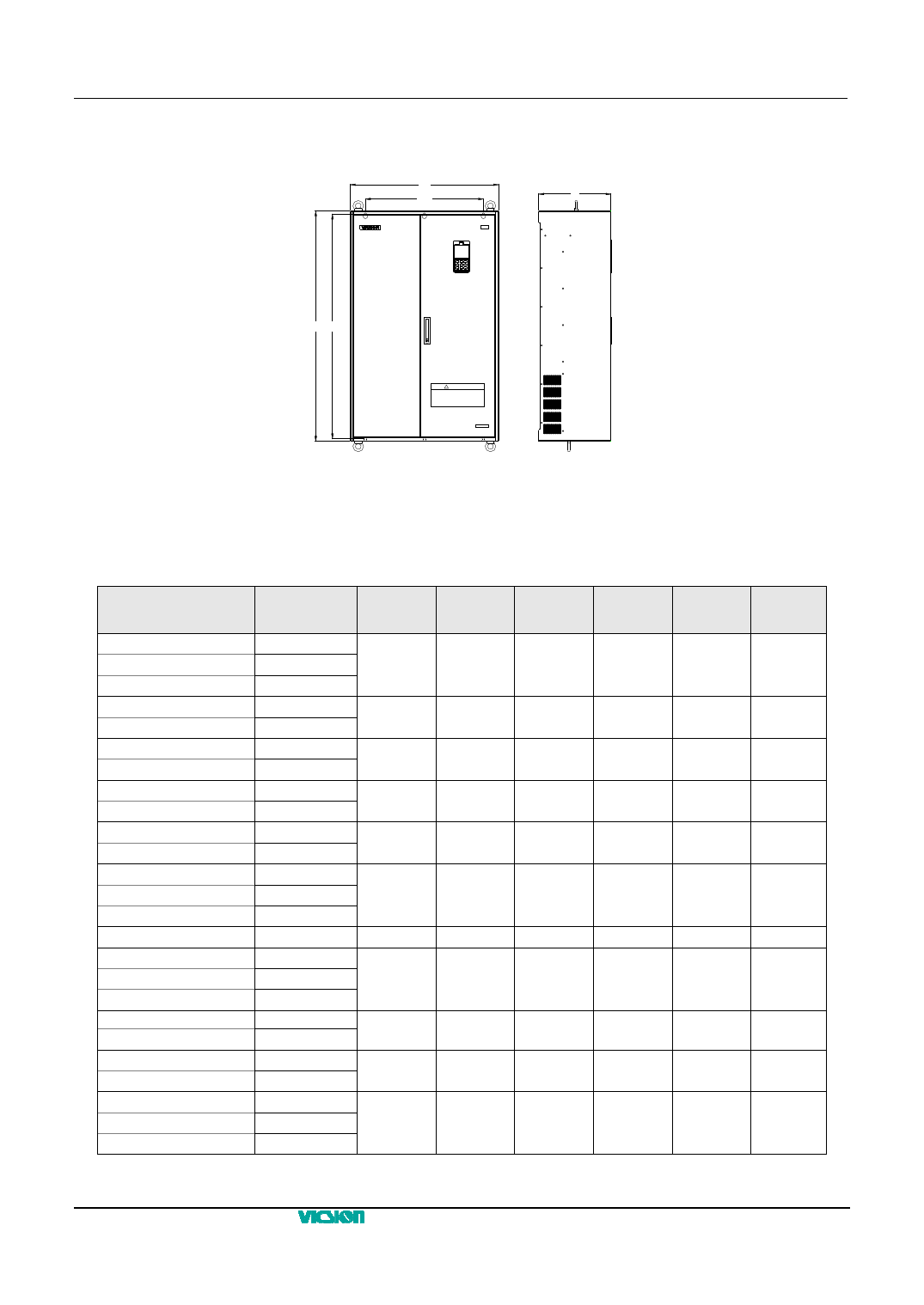44 变频器的安装尺寸 IV 适用机型 VS5004T2500 ～ VS5004T3150 VS5002T1320 (Page 12 / 88) VICSION VS500 Inverter 说明书